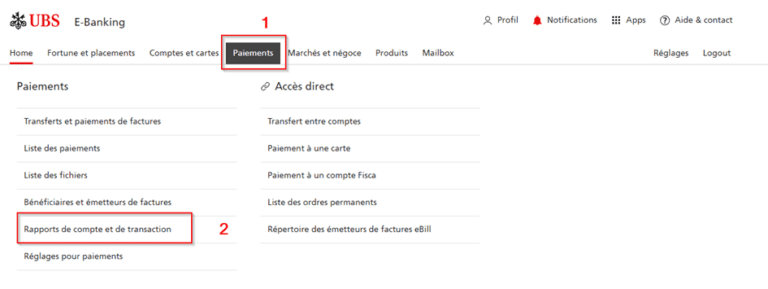 Comment télécharger les transactions bancaires auprès UBS ? - Atlanto